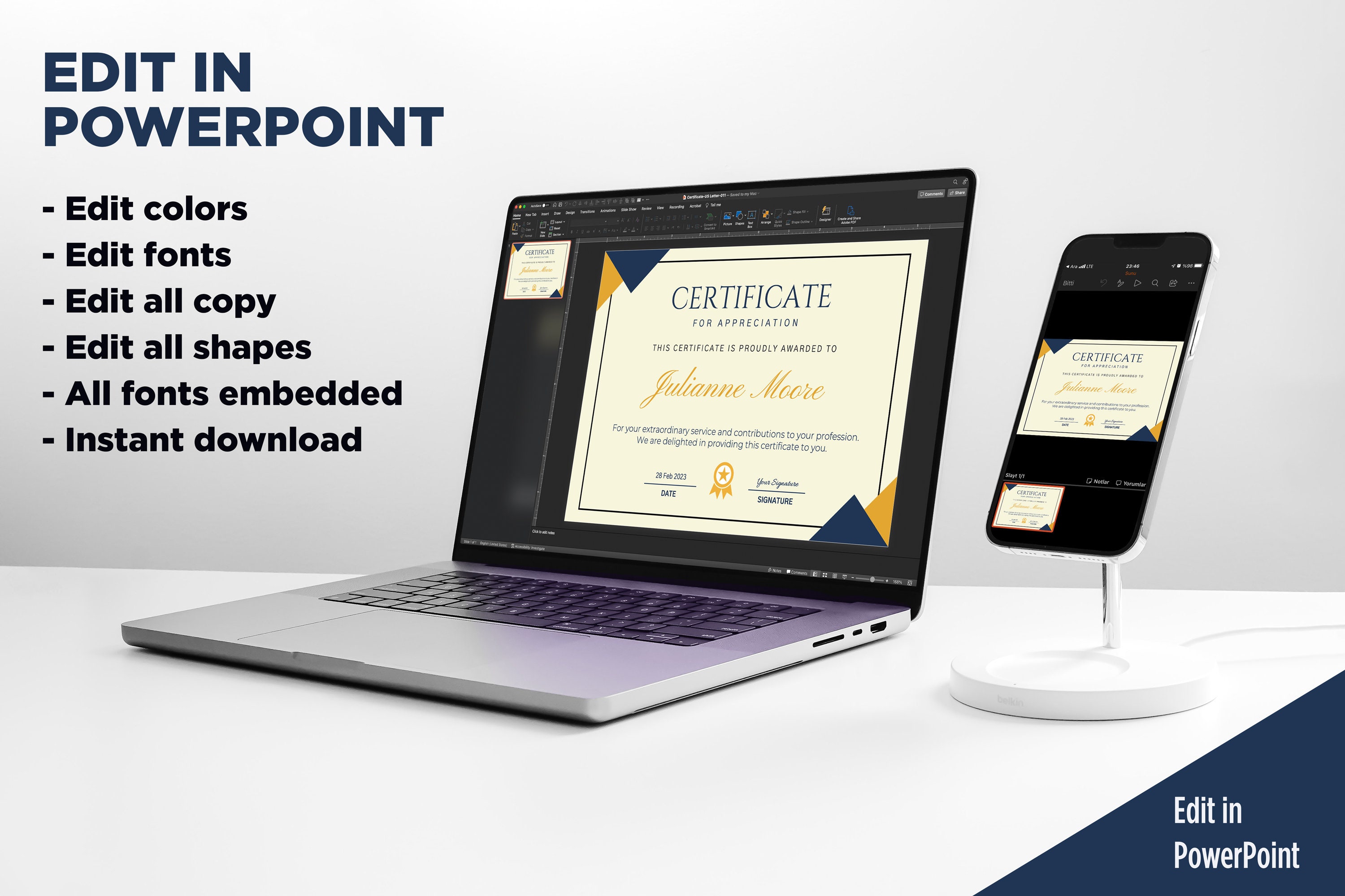 Editable Certificate Template-11, Powerpoint, Certificate of ...