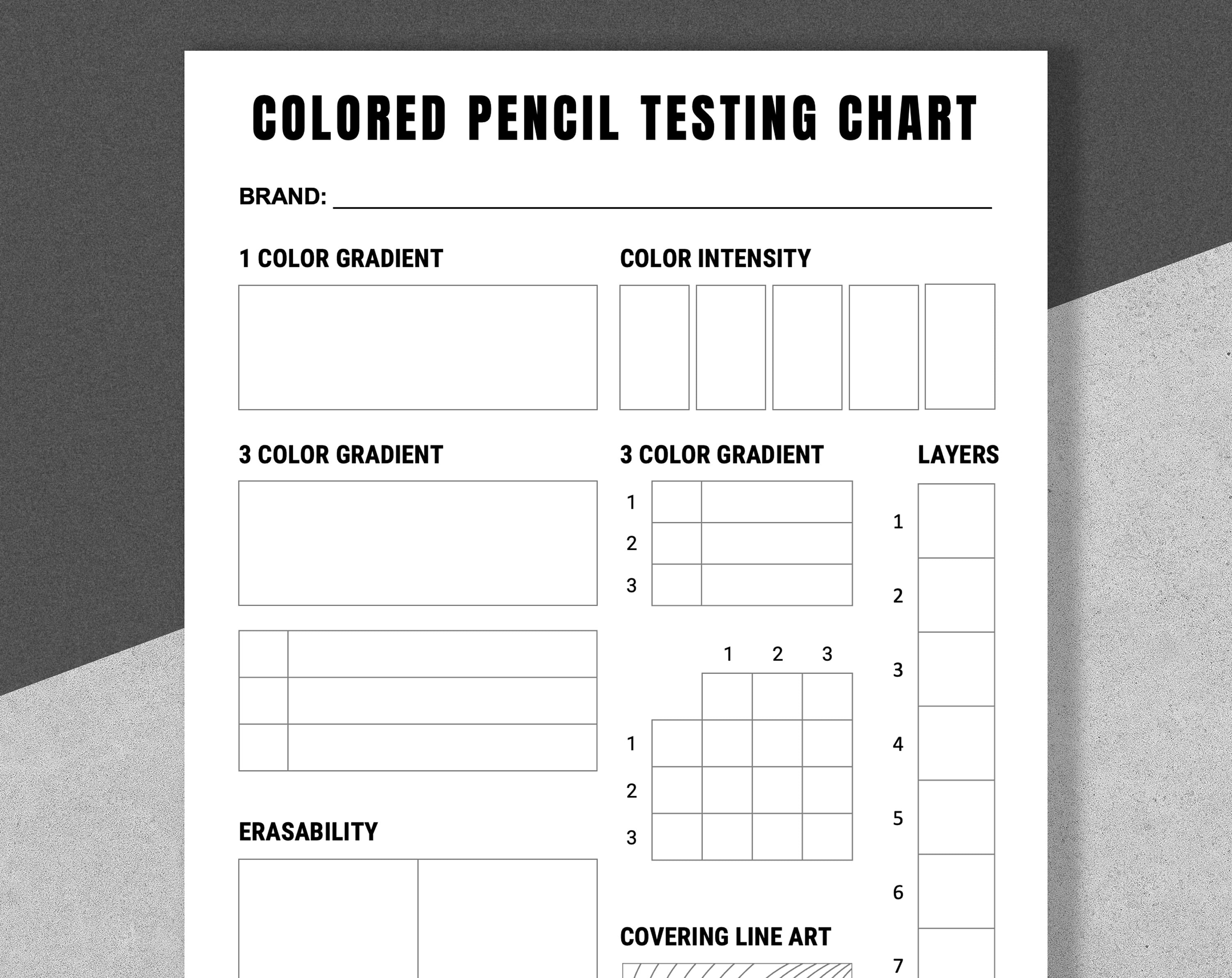 Colored Pencil Testing Chart - Etsy