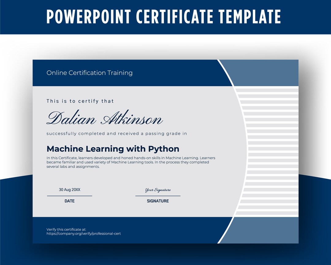 Editable Certificate Template Powerpoint-027, Certificate of ...