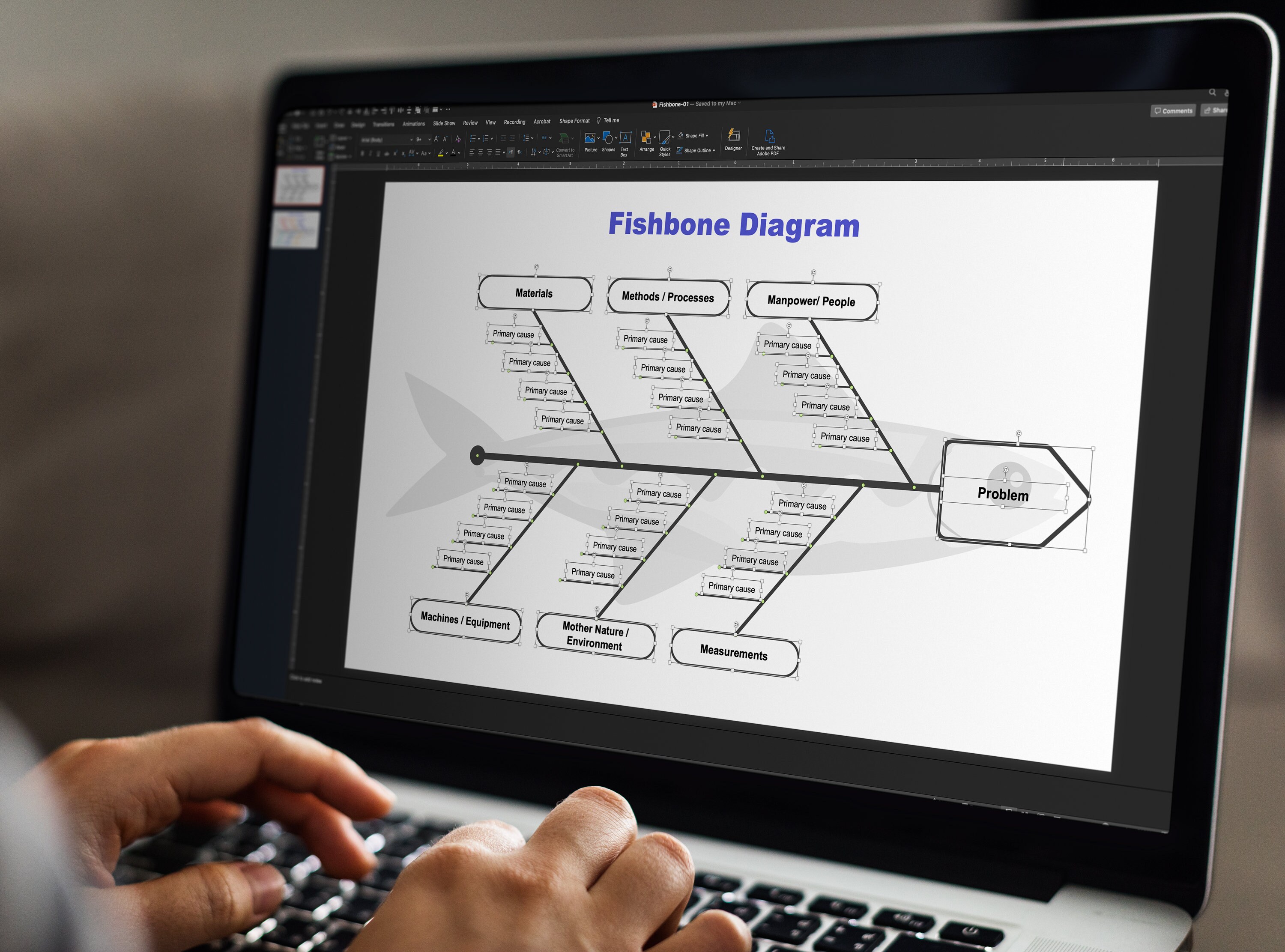Powerpoint Fishbone Diagram Template, Editable in Powerpoint - Etsy