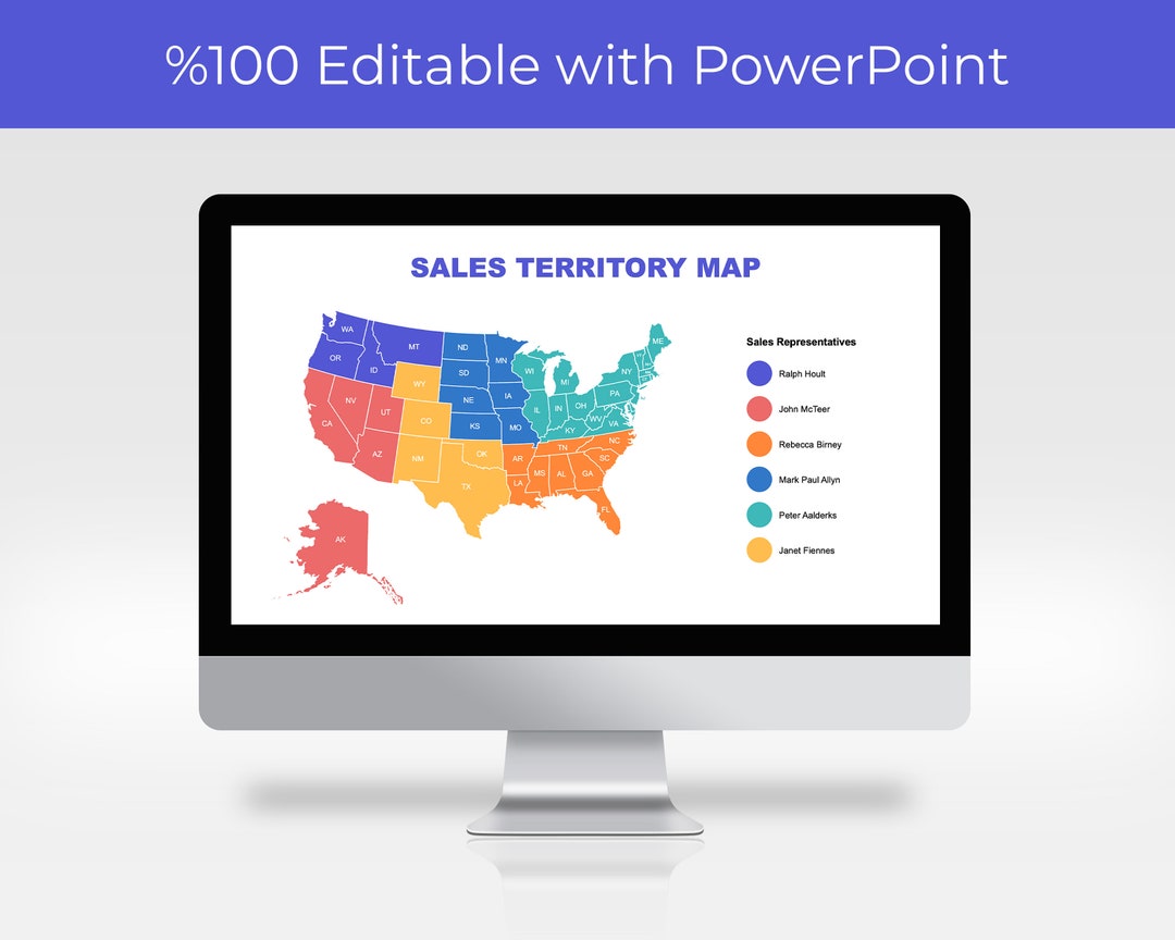 Sales Territory Map of US, Team Slide, Sales Leadership Chart - Etsy