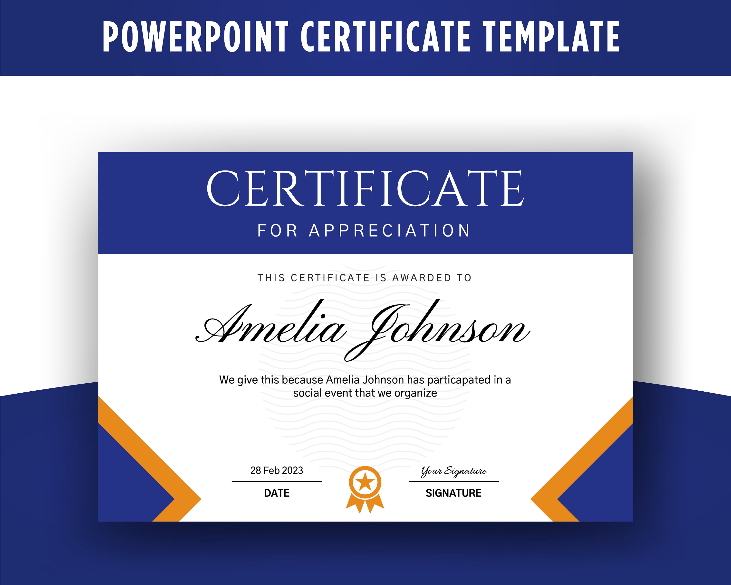 Editable Certificate Template Powerpoint Certificate Of Achievement