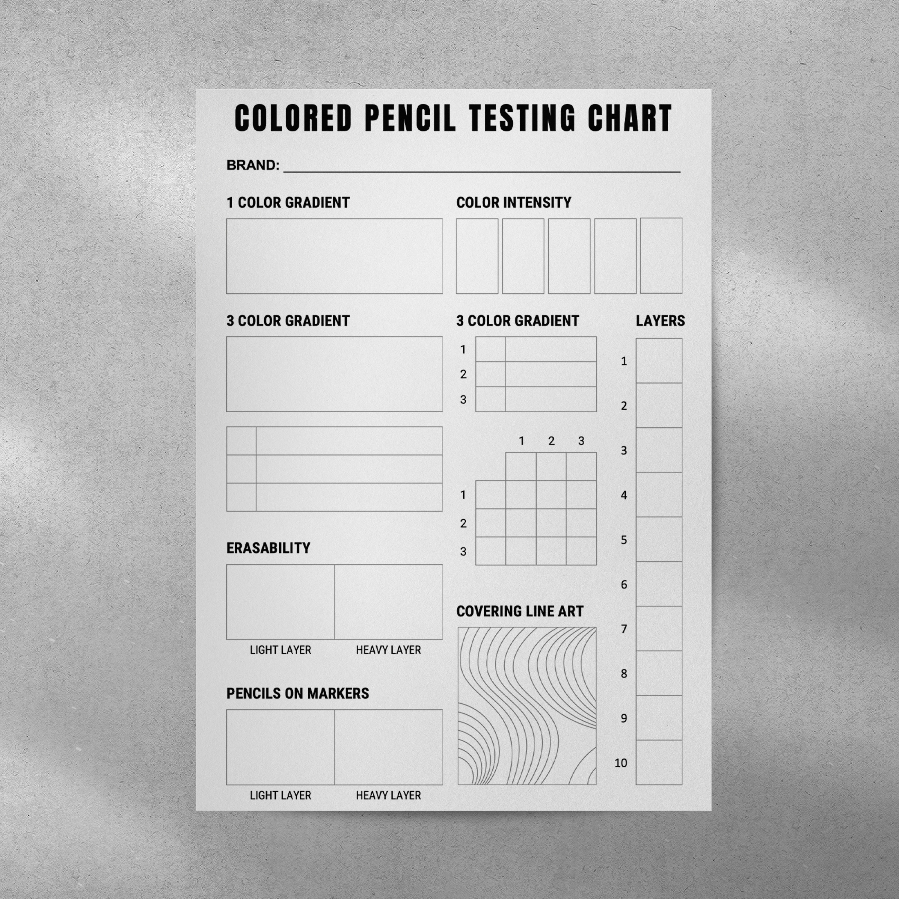 Colored Pencil Testing Chart - Etsy