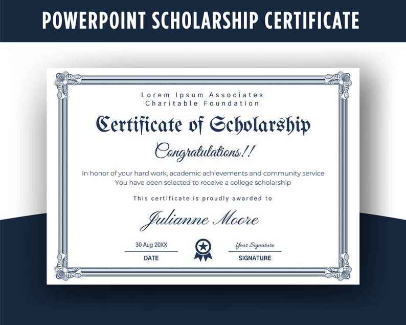 Scholarship Certificate Template-24, Powerpoint, Certificate of ...
