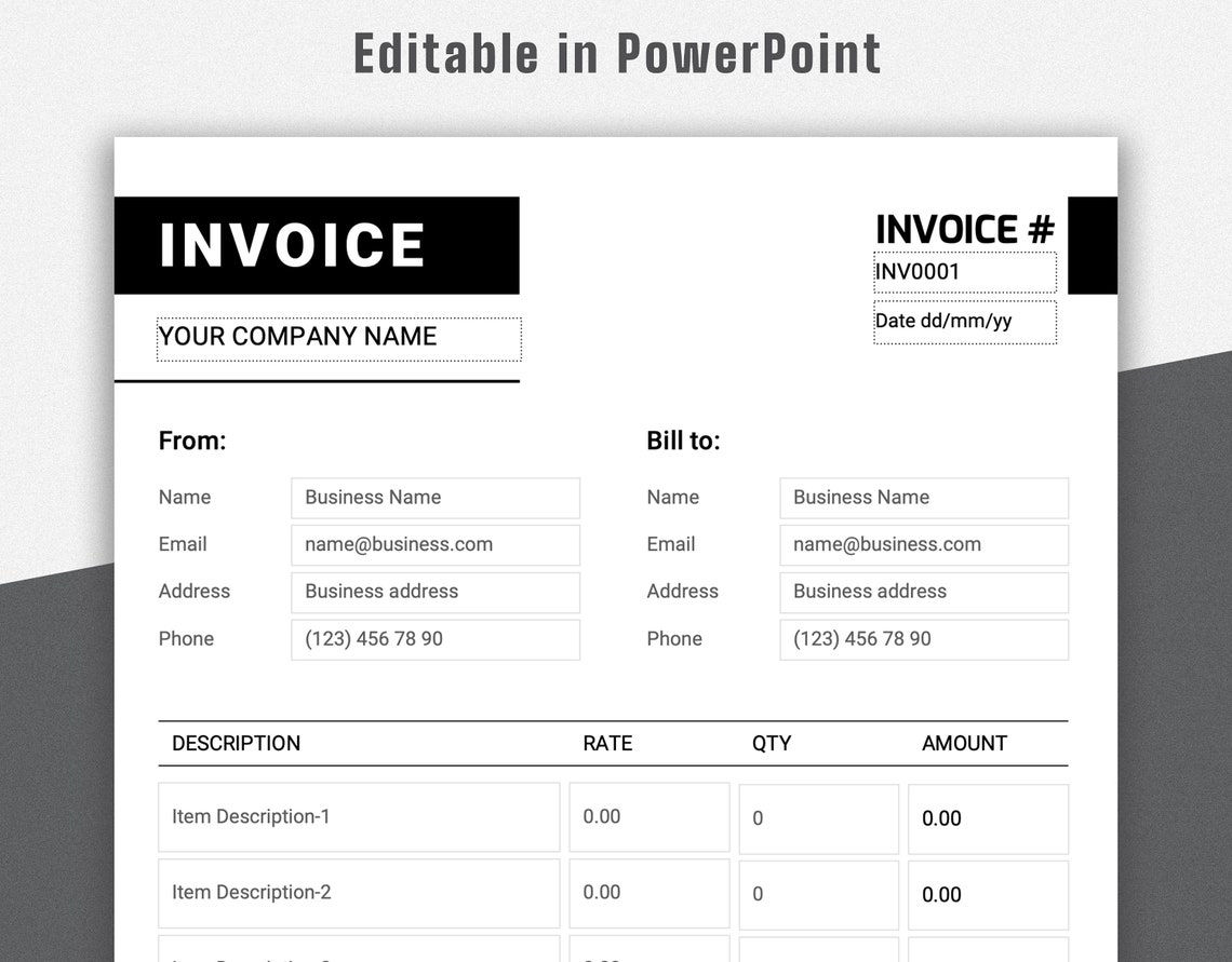Powerpoint Invoice Template - Etsy