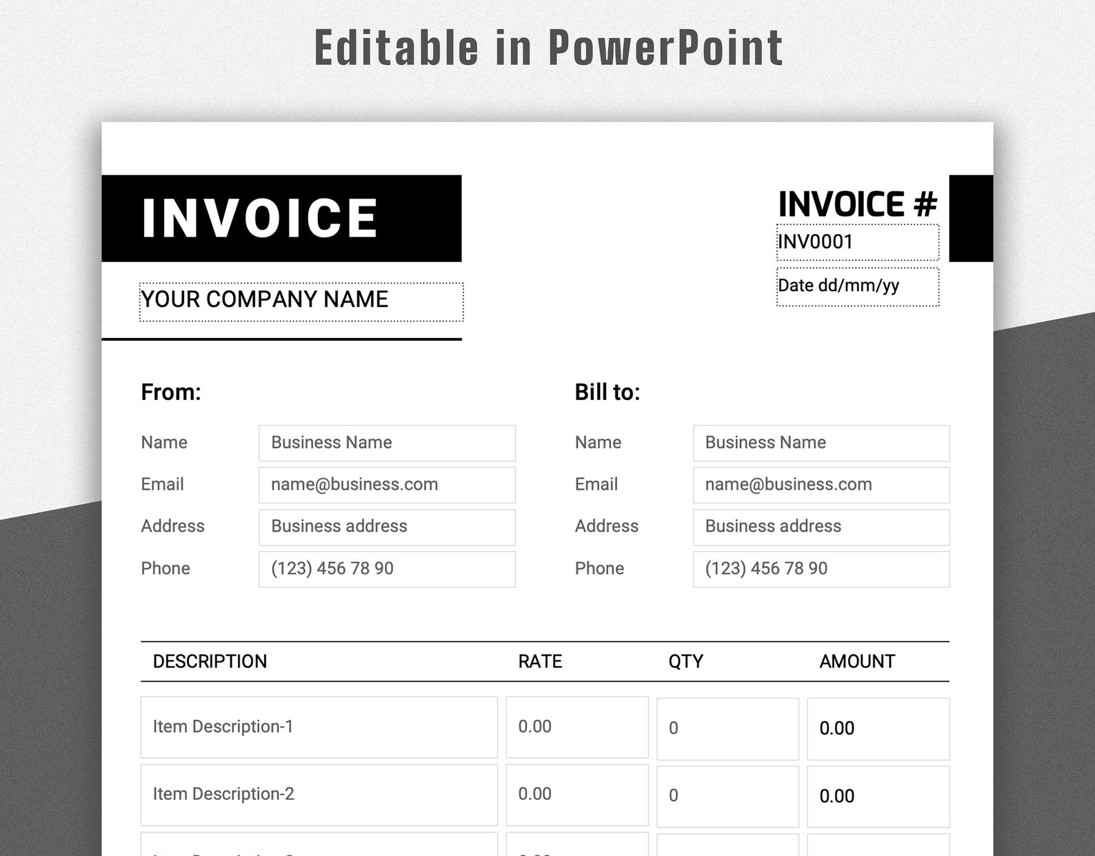 Powerpoint Invoice Template - Etsy