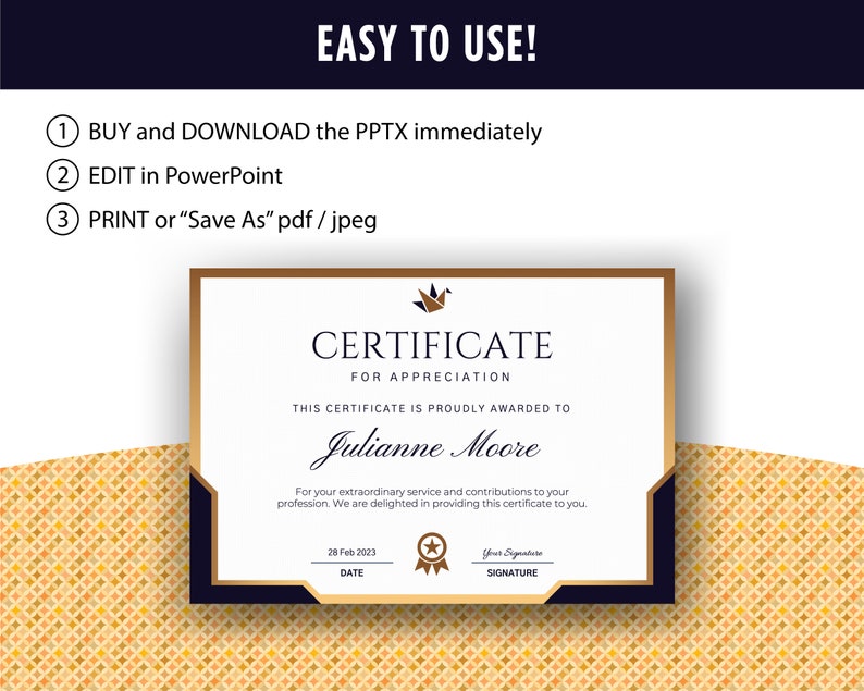 Editable Certificate Template Powerpoint-17, Certificate of Achievement, Completion, Award ...