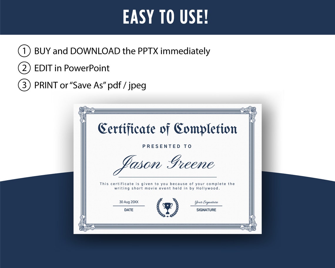 Editable Certificate Template-25, Powerpoint, Certificate of ...