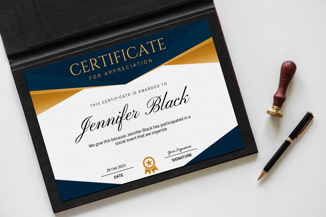 Editable Certificate Template Powerpoint Certificate of - Etsy