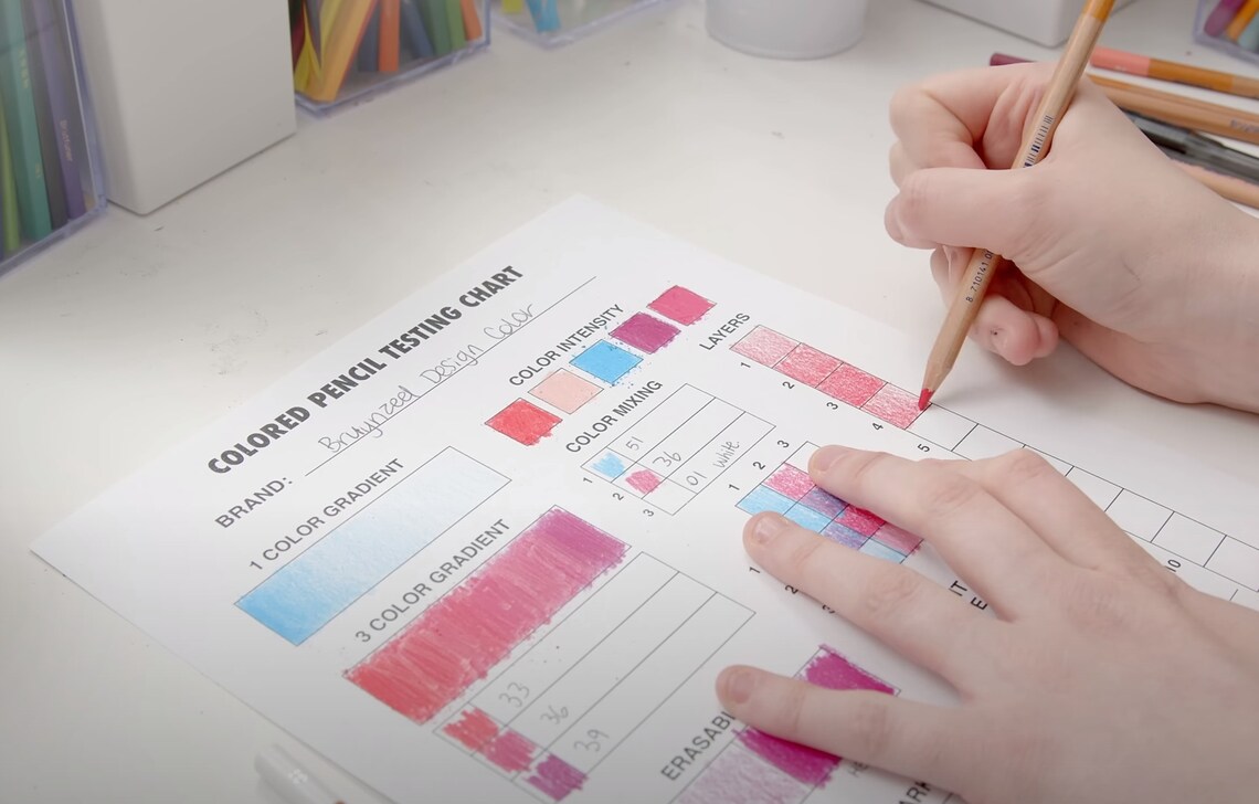 Colored Pencil Testing Chart - Etsy