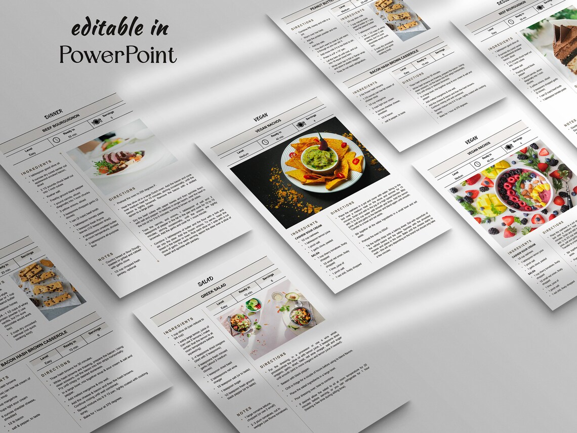 Printable Recipe Template, Editable Recipe Powerpoint, Google Docs ...
