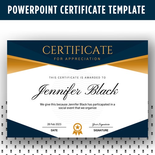 Editable Certificate Template Powerpoint Certificate of - Etsy