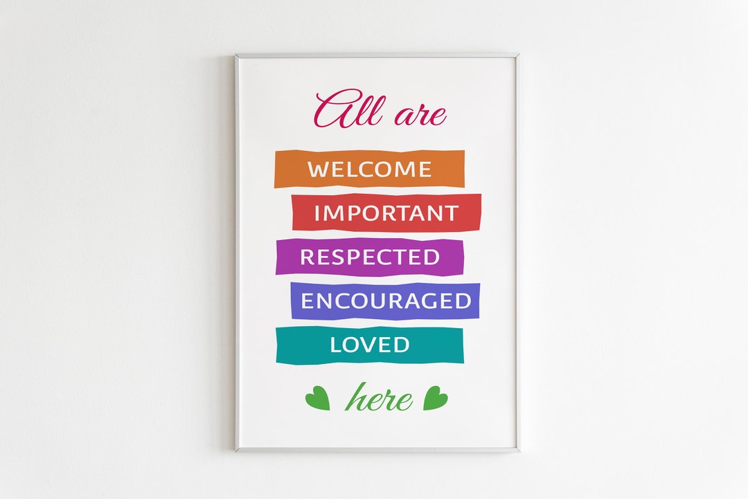 All Are Welcome Here, Diversity Poster, Positive Classroom Decor ...
