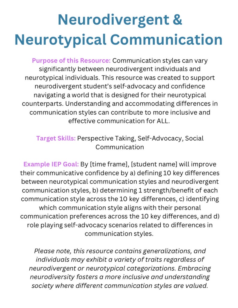 Neurodivergent Vs Neurotypical Communication: Self-advocacy, ASD ...