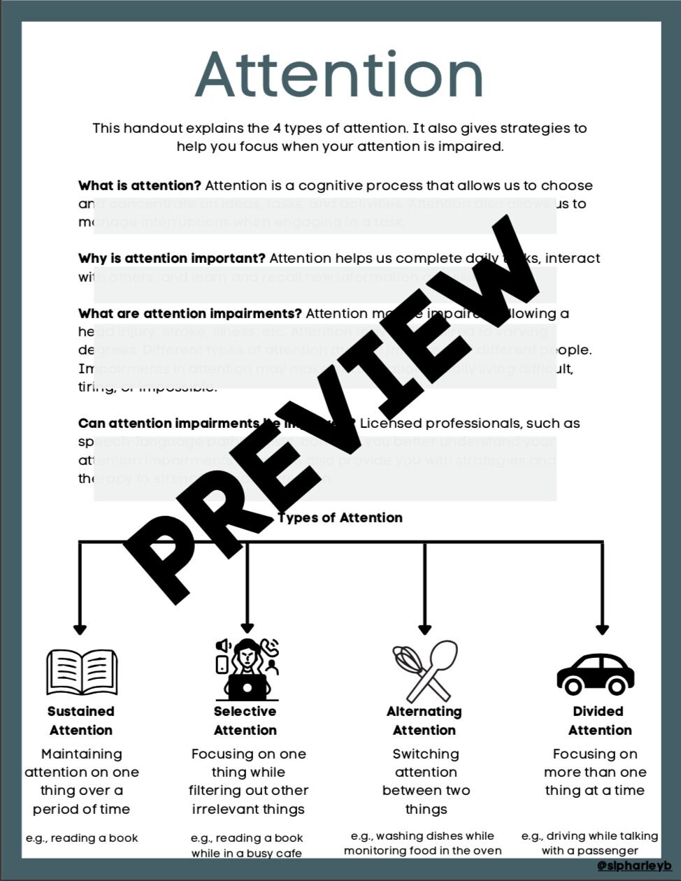 Neuroplasticity, Attention, Memory Patient Handouts & Strategies: SLP ...