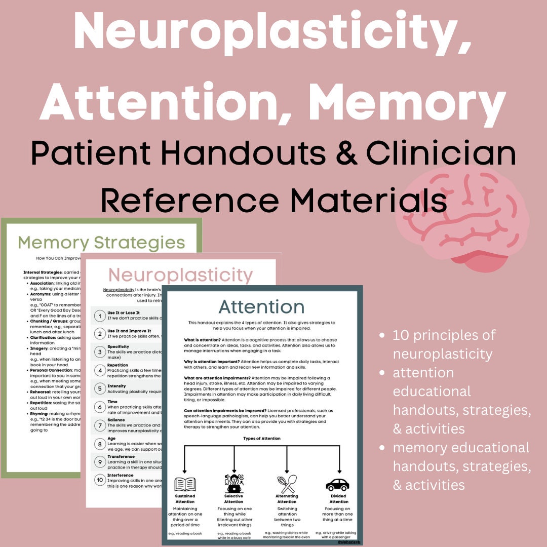 Neuroplasticity, Attention, Memory Patient Handouts & Strategies: SLP Activities Rehabilitation ...