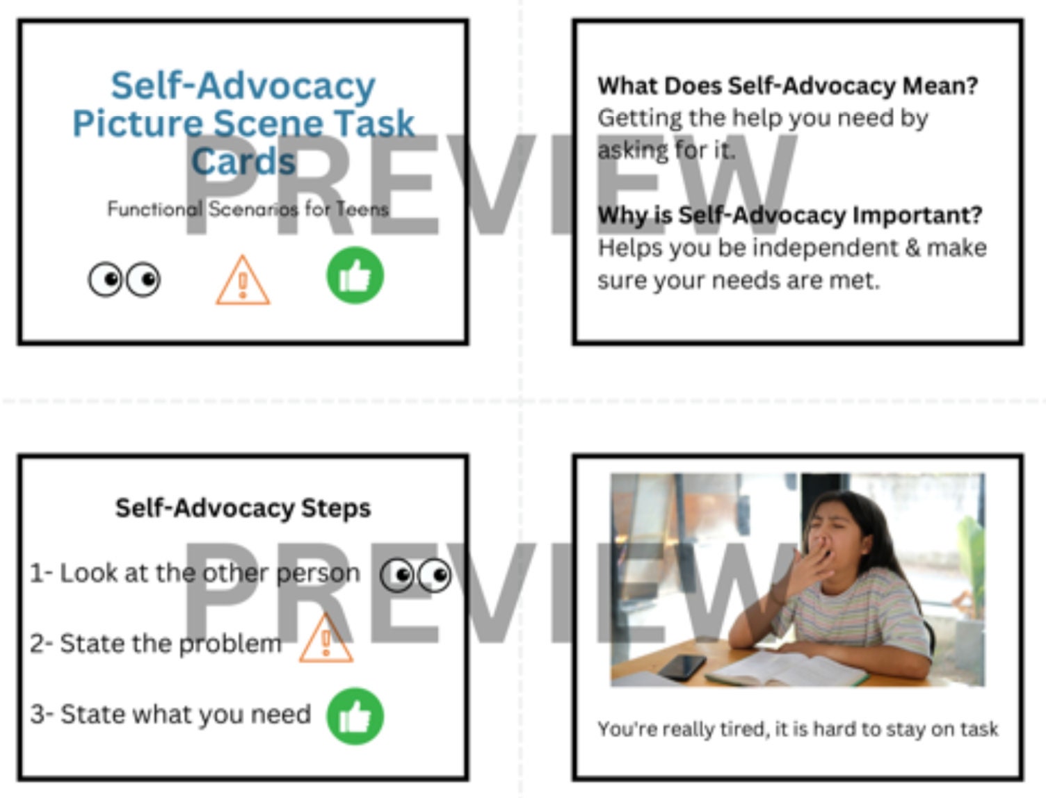 Self-advocacy Picture Scene Task Card Scenarios Speech Therapy Special ...