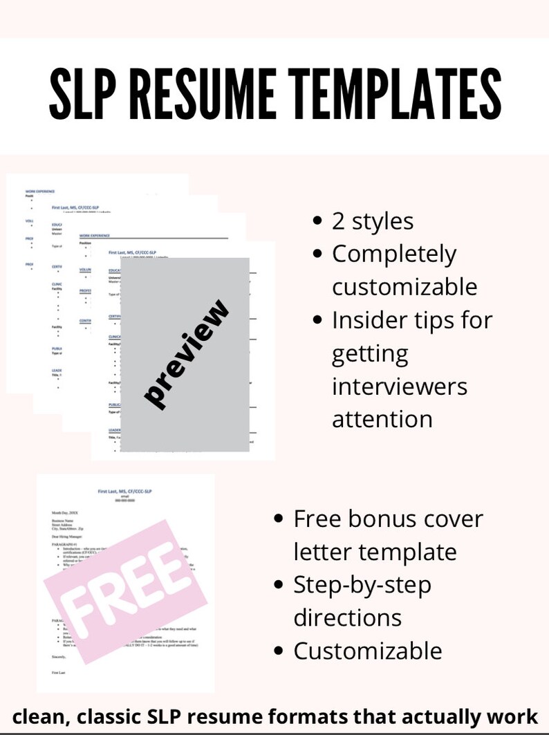 SLP Resume & Cover Letter Templates - Clean, Classic Formats That WORK ...
