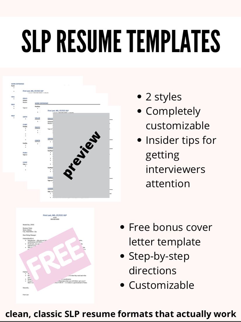 SLP Resume & Cover Letter Templates - Clean, Classic Formats That WORK ...