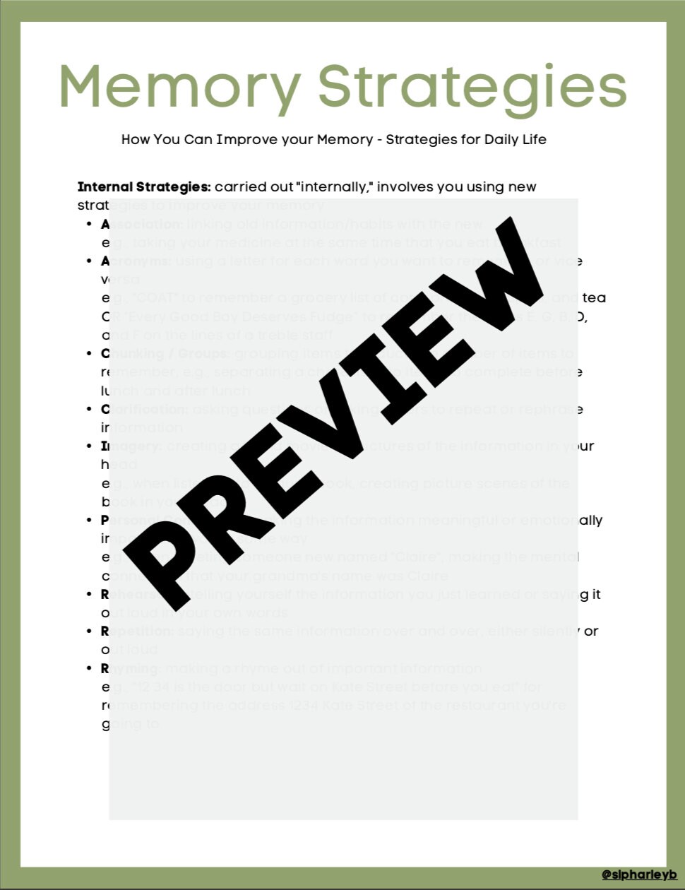 Neuroplasticity, Attention, Memory Patient Handouts & Strategies: SLP ...