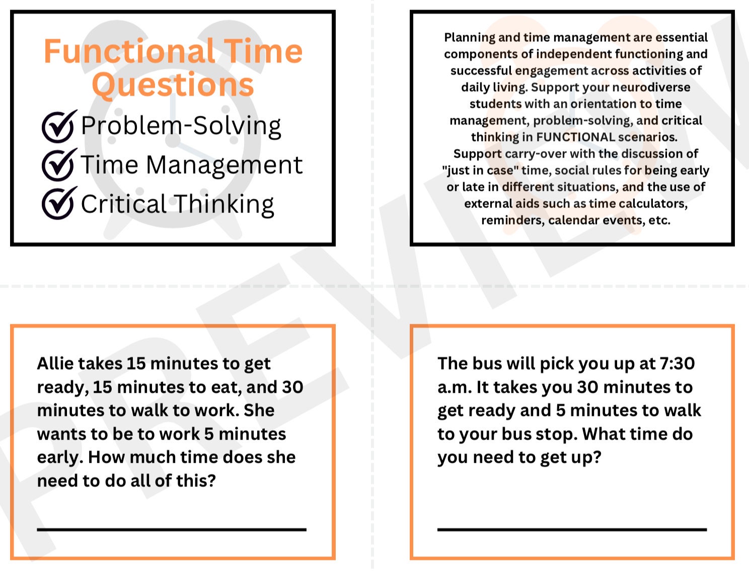 Executive Functioning: Functional Time Management Problem-solving Task ...
