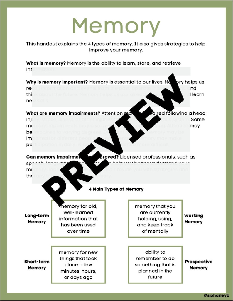 Neuroplasticity, Attention, Memory Patient Handouts & Strategies: SLP ...