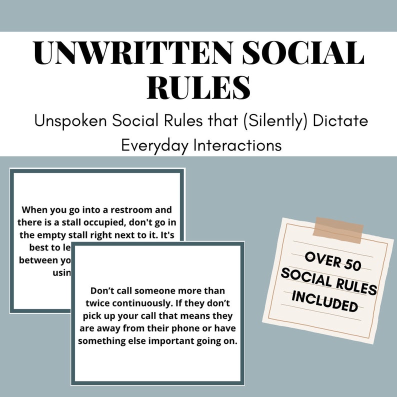 Unwritten Social Rules - Critical Thinking - ASD, Neurodivergent, Task Cards - Etsy