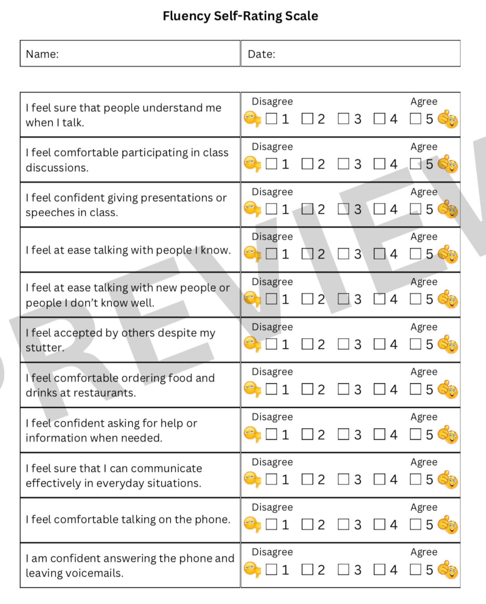 Fluency Self-rating Scale - Stuttering Cluttering Fluency Evaluation ...