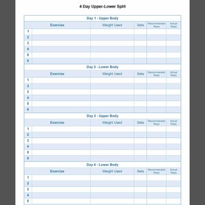 Men's & Women's 4-day Exercise Training Log - Etsy
