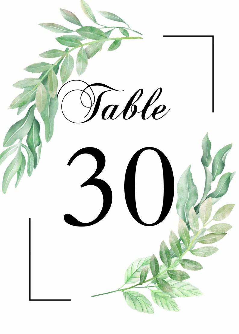 Printable Table Numbers (5x7) - 30 Pdf Pages - Etsy