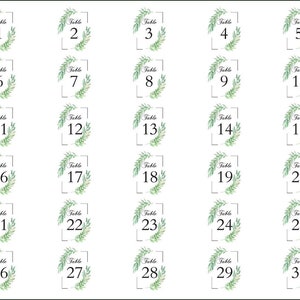 Printable Table Numbers (5x7) - 30 Pdf Pages - Etsy