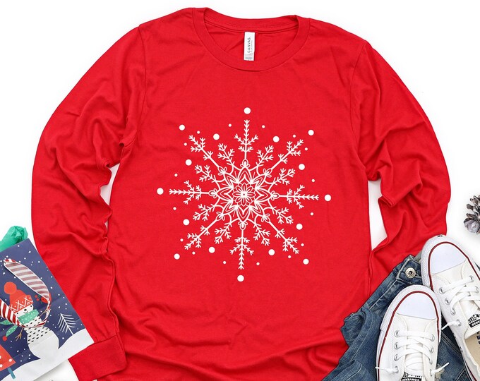 Snowflake Shirt, Christmas Shirt, Holiday Party Shirt, Women Christmas ...