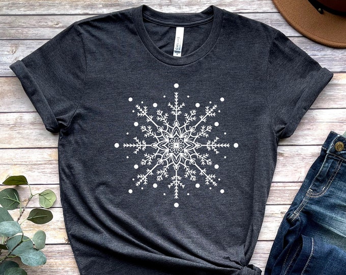 Snowflake T-shirt, Christmas Shirt, Holiday Party Shirt, Women ...
