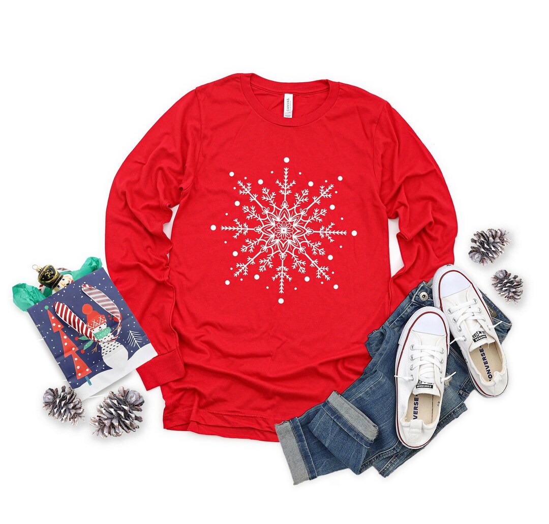 Snowflake Long Sleeve Shirt, Christmas Shirt, Holiday Party Shirt ...