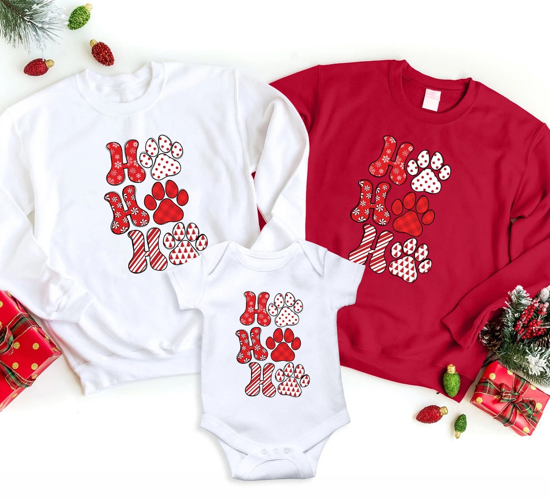 Christmas Ho Ho Ho Dog Paw Shirt, Santa Claus Shirt, Family Christmas ...