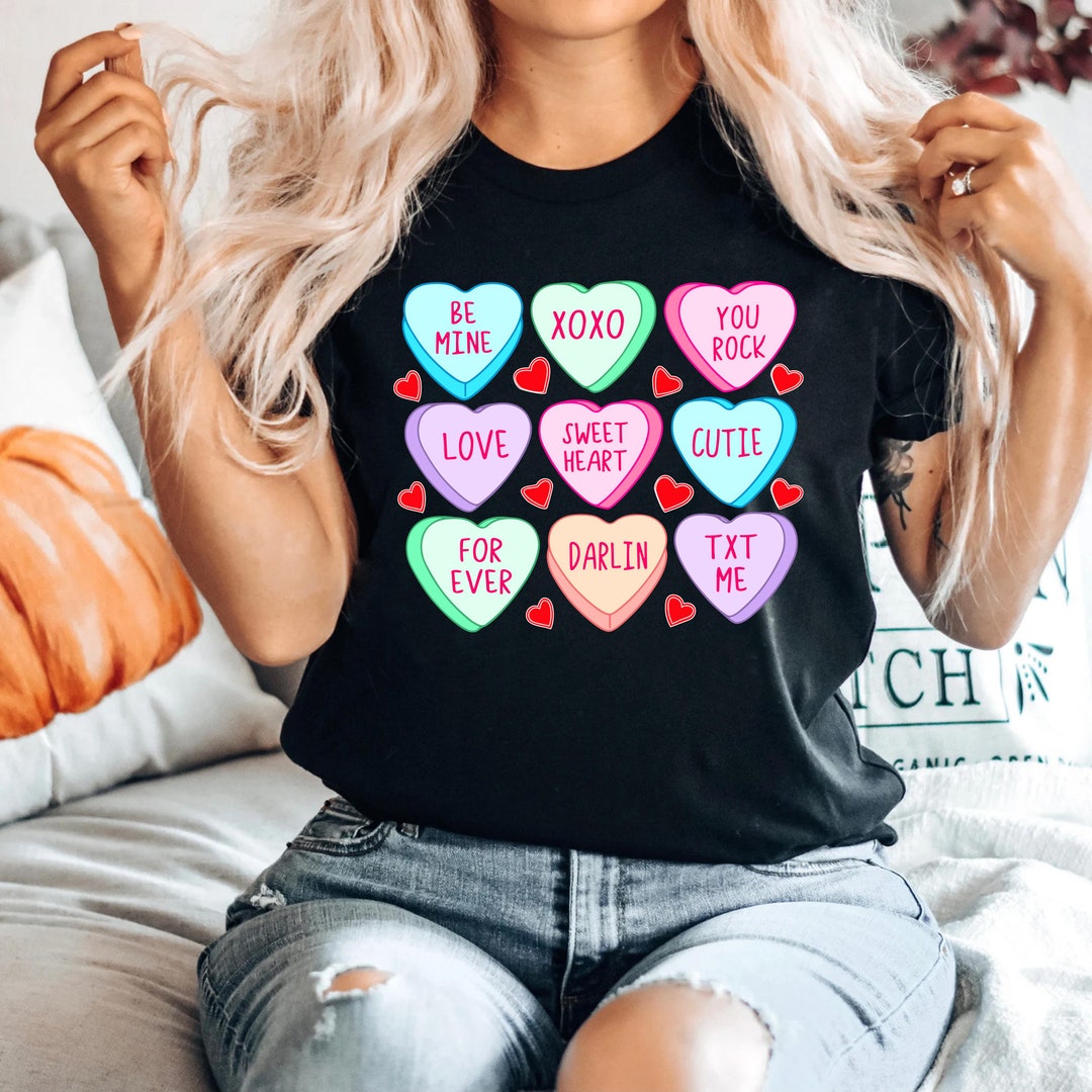 Candy Hearts Valentines Day Shirt: Graphic Tee Gift - Etsy