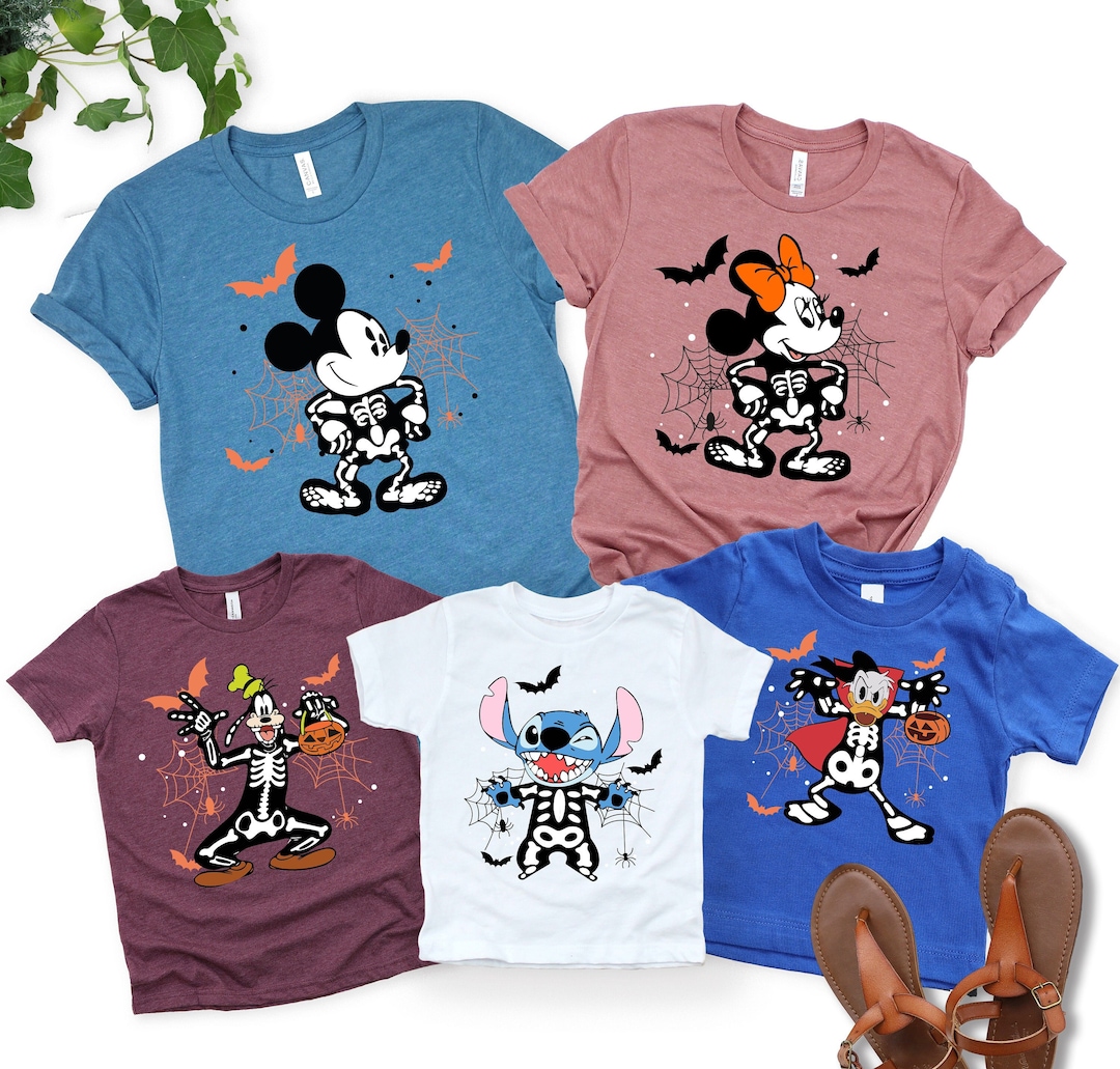 Disney Characters Skeleton Shirt,disney Skeleton Halloween Shirt,cute ...