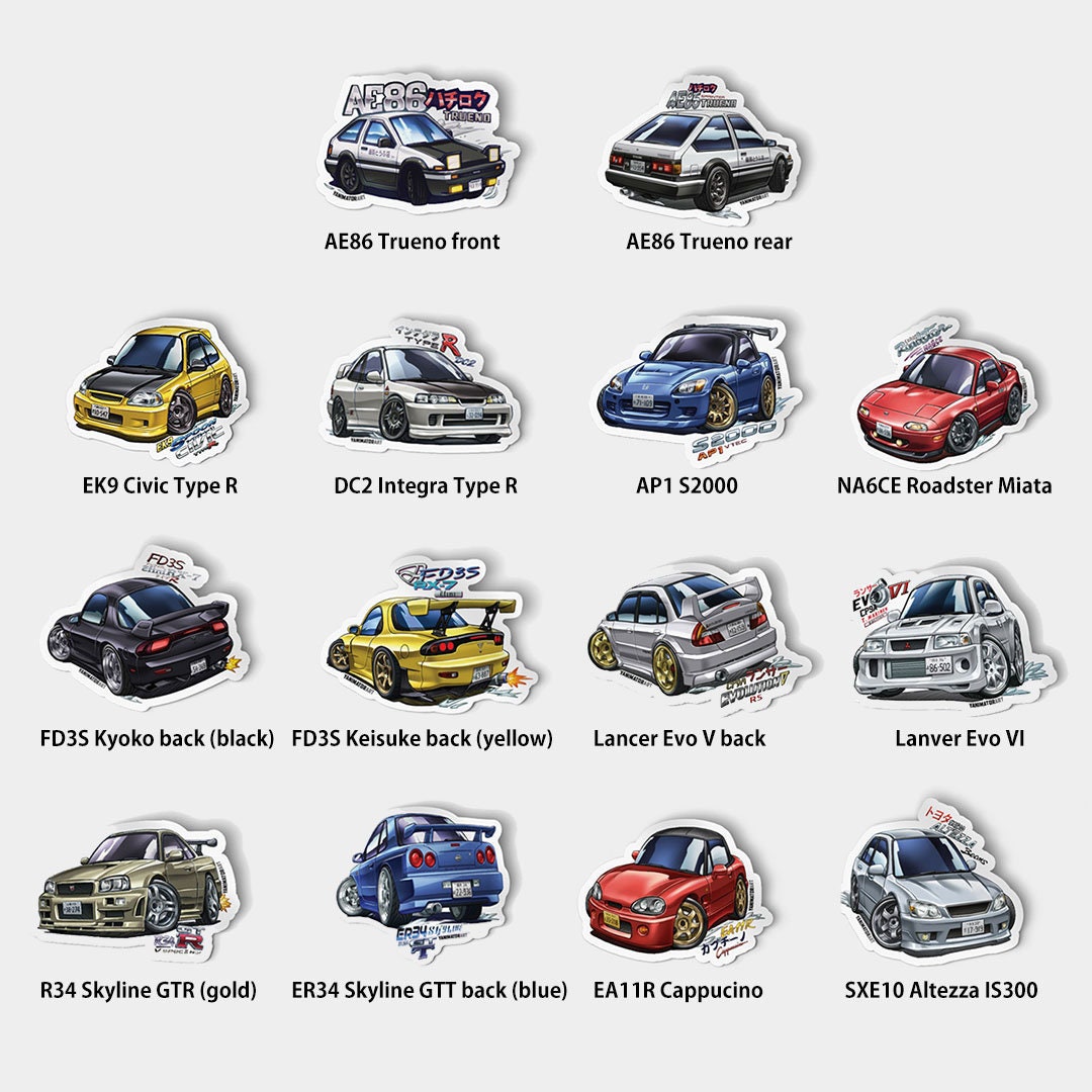 Initial D Car Vinyl Stickers 4th Stage Cars Full Set AE86 Trueno RX7 ...