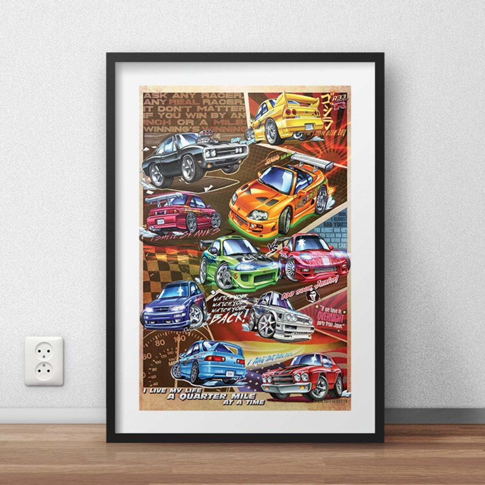 Fast and the Furious Comic Styled Car Movie Poster Print Wall | Etsy