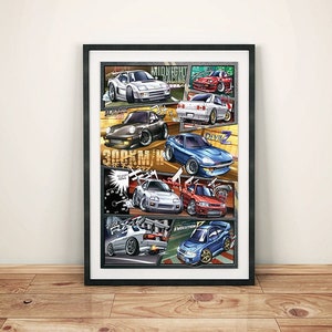 Wangan Midnight Manga Styled Car Poster Print Wall Art Fanart Decor ...