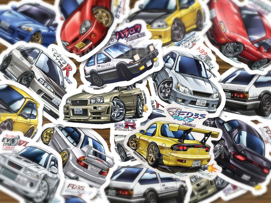 Initial D Car Vinyl Stickers 4th Stage Cars Full Set AE86 Trueno RX7 ...