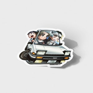 Initial D Character & Cars Cute Chibi Vinyl Stickers AE86 Trueno RX7 ...
