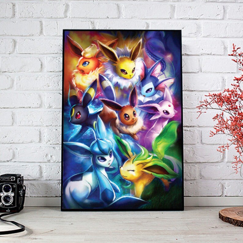 Eeveelution Poster 1st Edition Art Print Eevee Evolution Anime - Etsy