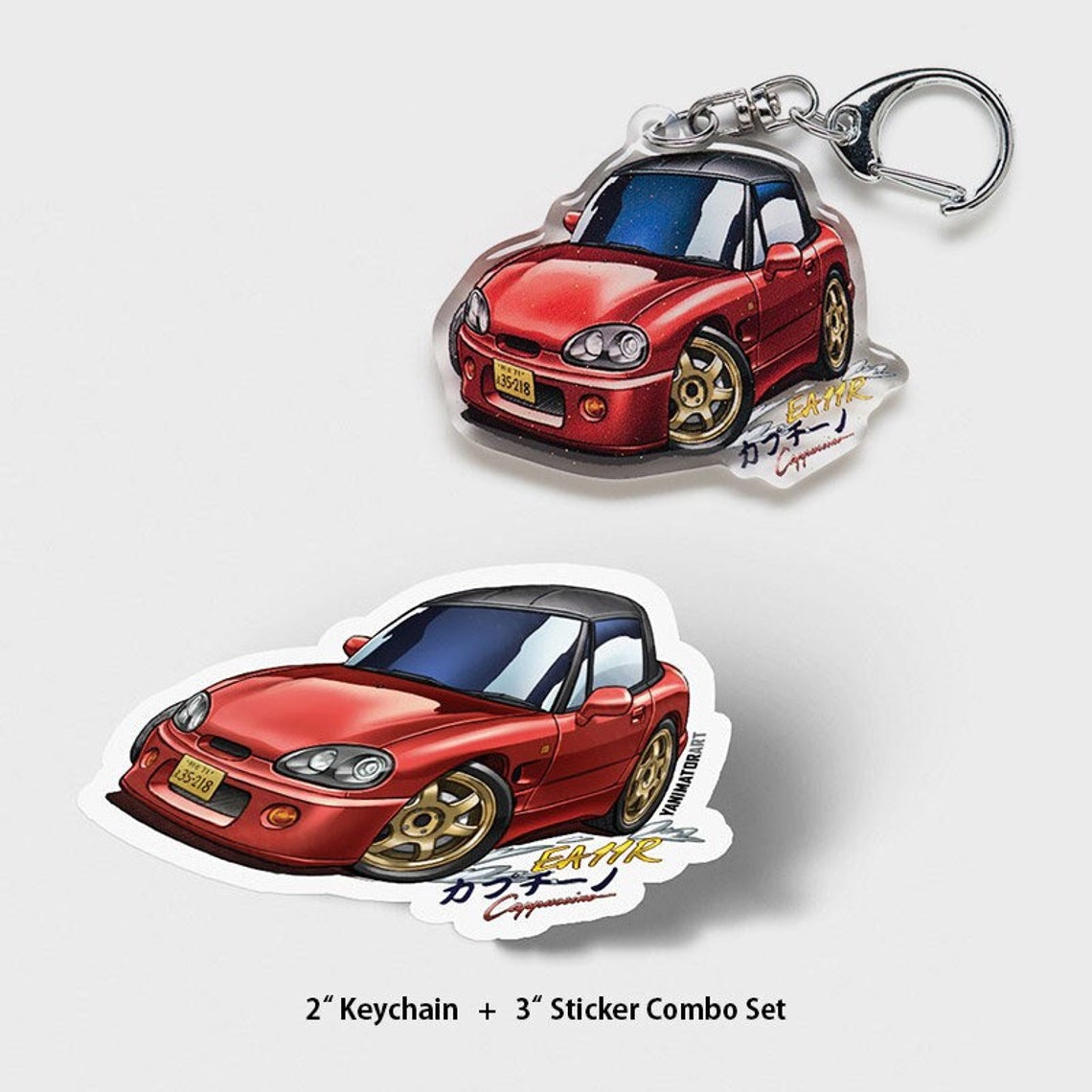 Initial D Red Suzuki Cappuccino (EA11R) Acrylic Charm Keychain Double ...