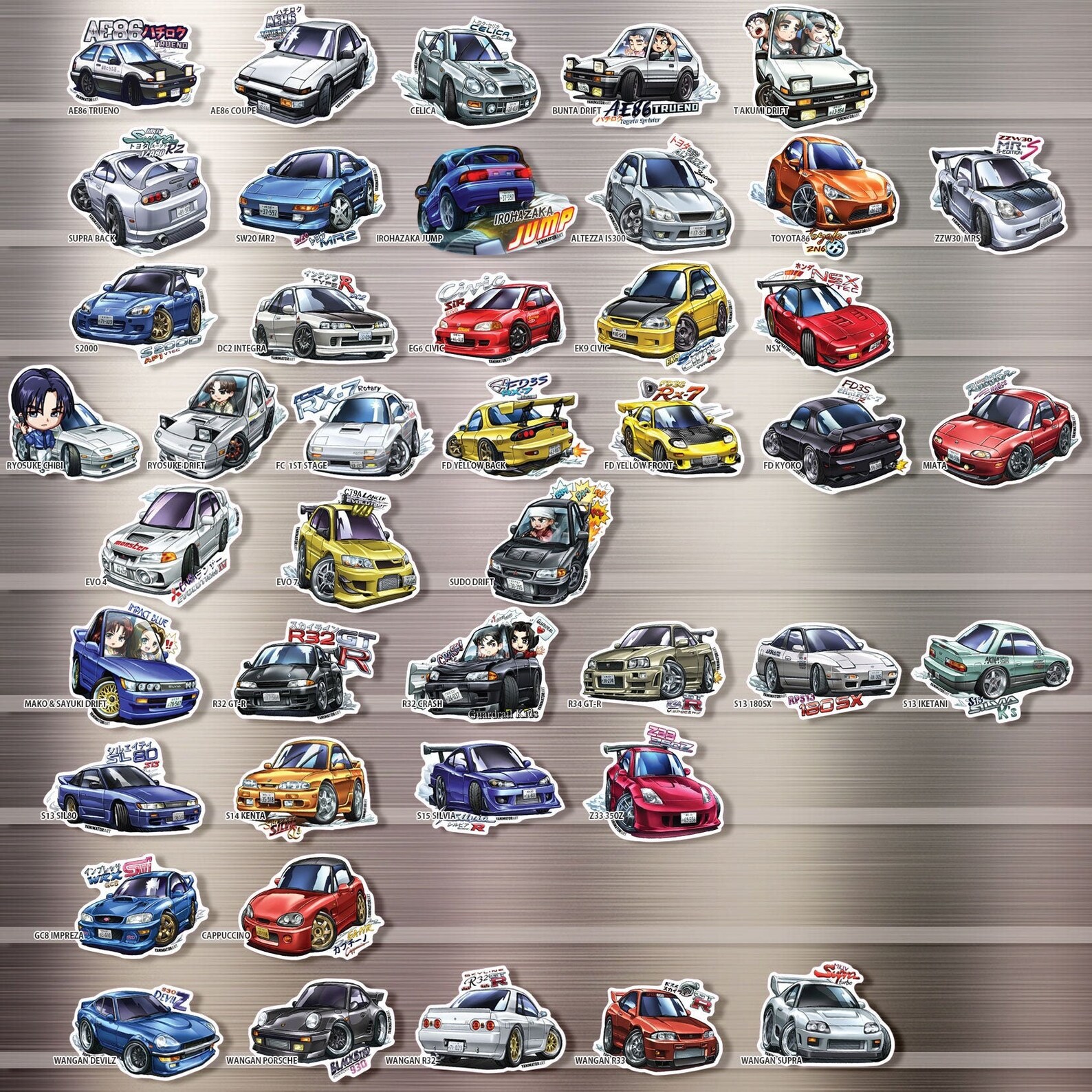 Initial D Magnets AE86 Trueno RX7 NSX Civic STI R32 R33 R34 - Etsy