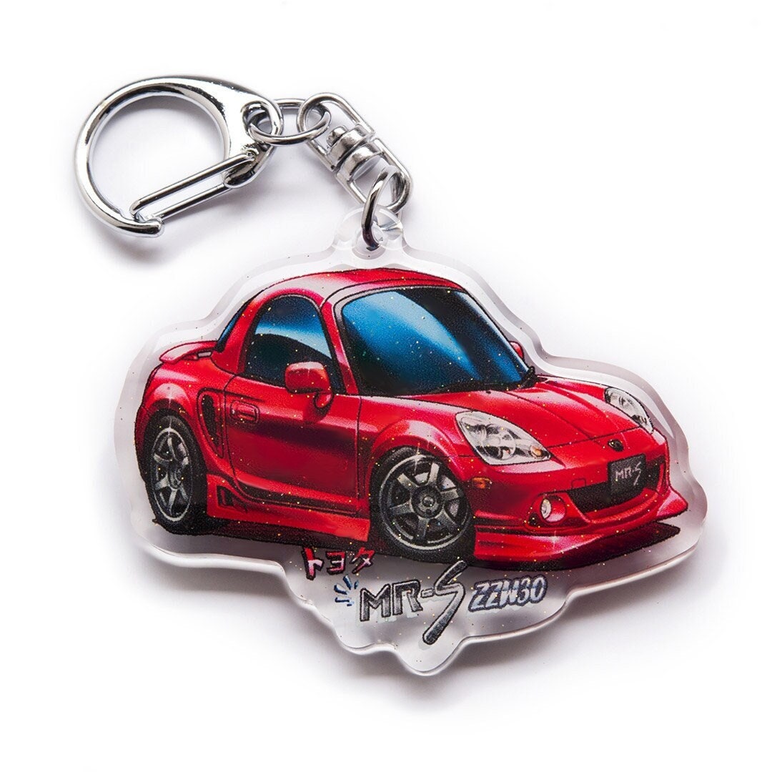 MR-S MRS MR2 Spyder ZZW30 Red Acrylic Charm Keychain Double-sided Car ...