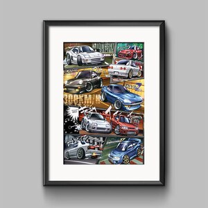 Wangan Midnight Manga Styled Car Poster Print Wall Art Fanart Decor ...