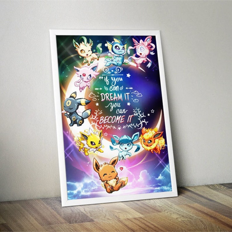 Eeveelution Eevee Dreaming in the Night Sky Motivational Inspirational ...