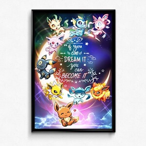 Eeveelution Eevee Dreaming in the Night Sky Motivational Inspirational ...