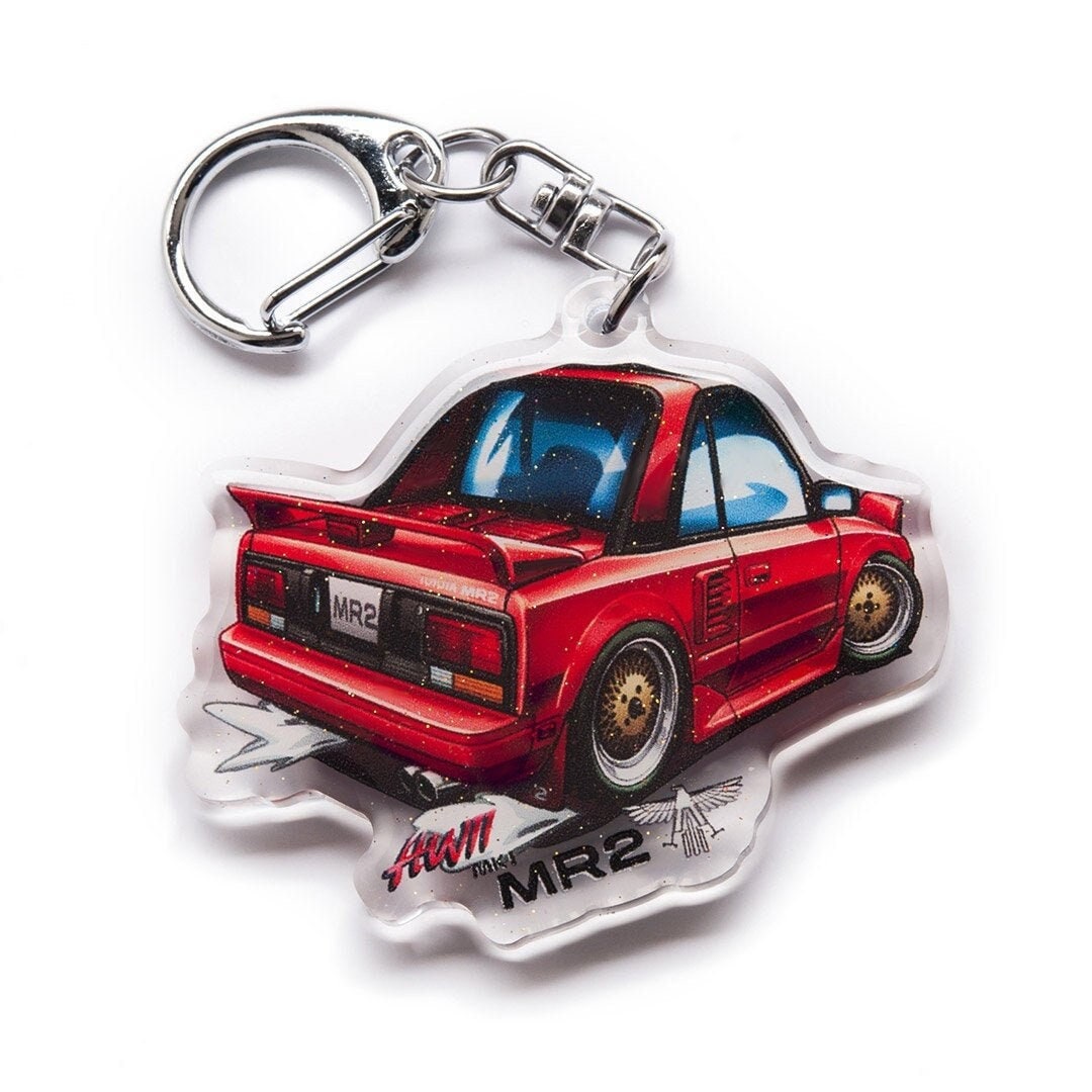 MR-2 MR2 AW11 Supercharged MK1 Red Rear Acrylic Charm Keychain Double ...